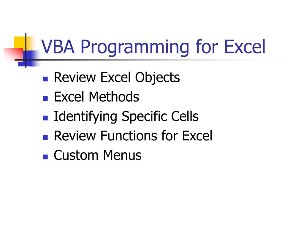 PPT - VBA Programming for Excel PowerPoint Presentation, free download ...