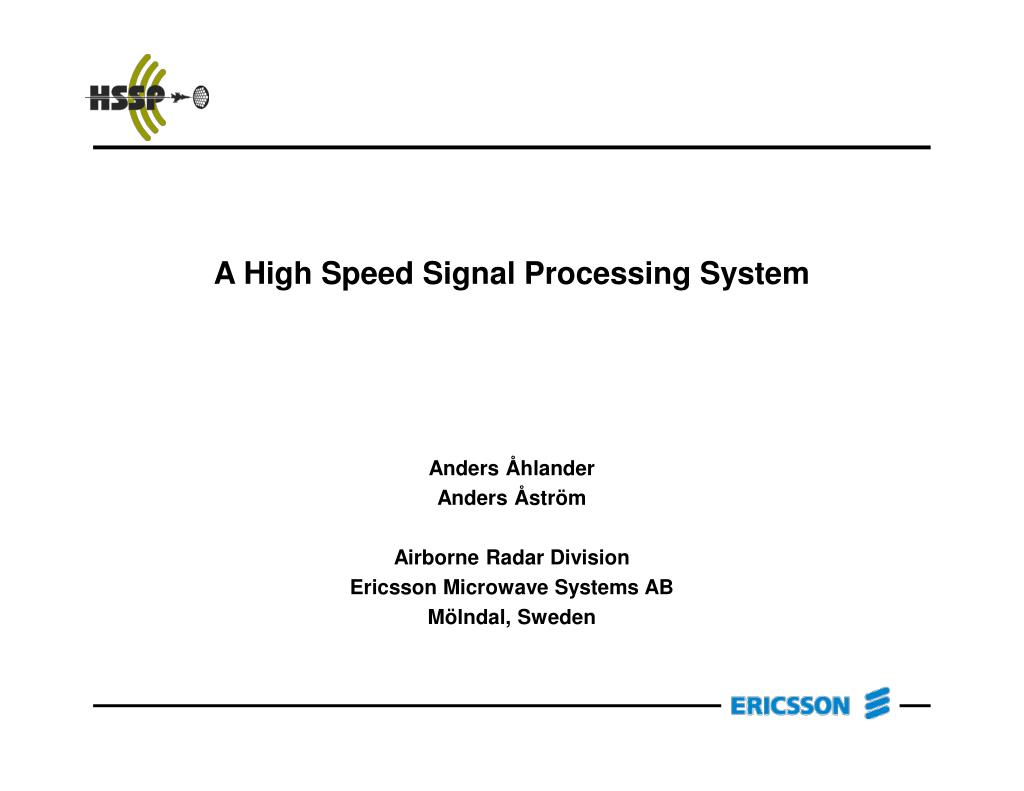 PPT - A High Speed Signal Processing System PowerPoint Presentation ...
