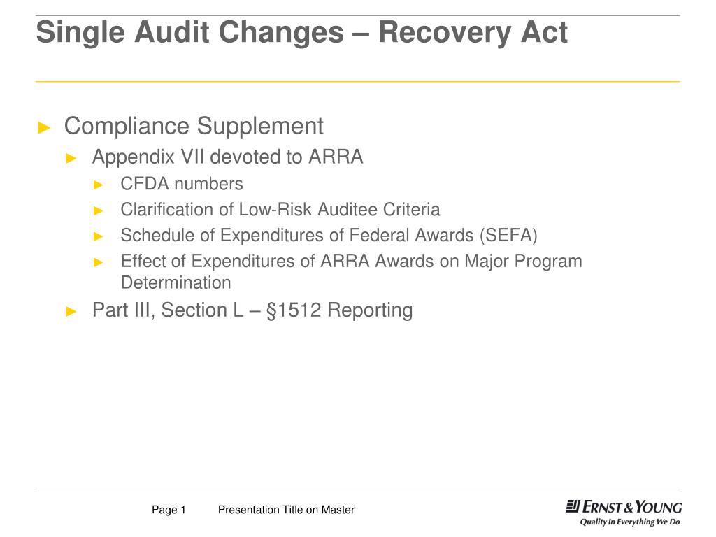PPT - Single Audit Changes – Recovery Act PowerPoint Presentation, free ...