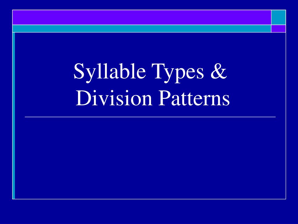 PPT - Syllable Types & Division Patterns PowerPoint Presentation - ID ...