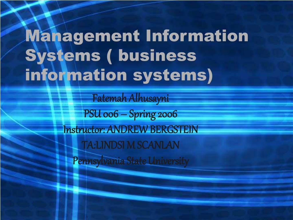 PPT - Management Information Systems ( business information systems ...