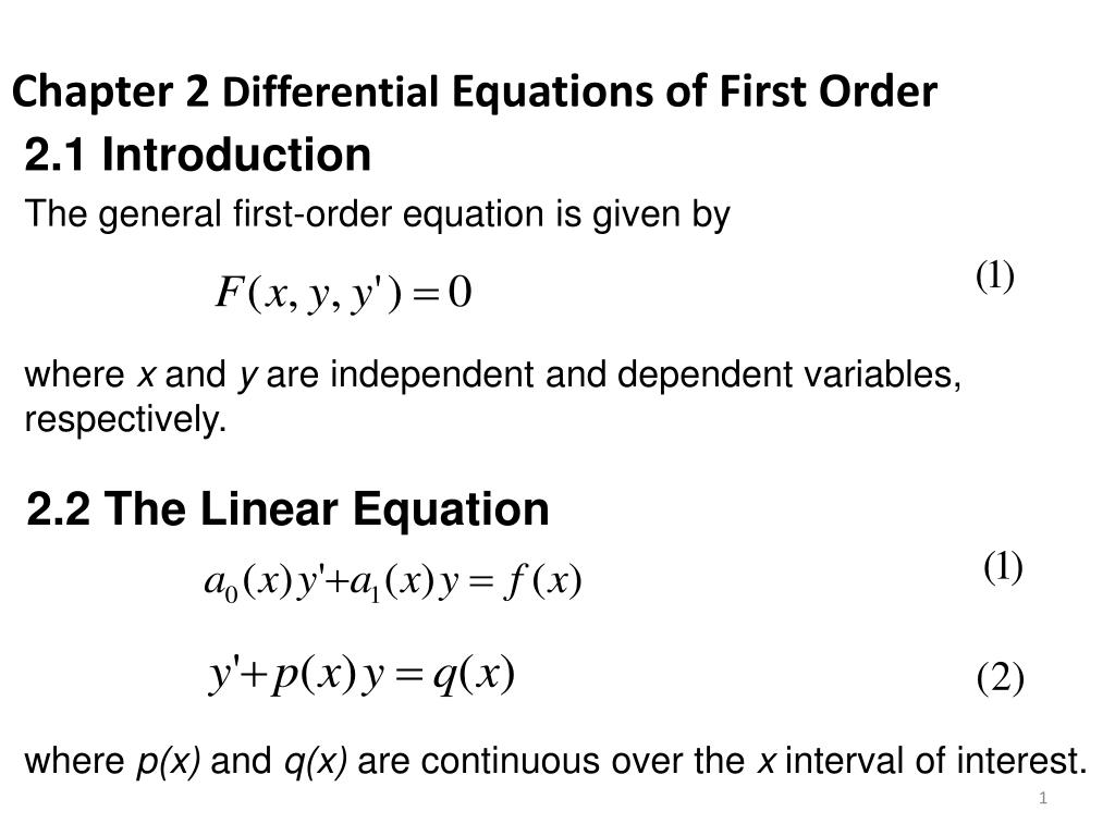PPT - Chapter 2 Differential Equations of First Order PowerPoint ...