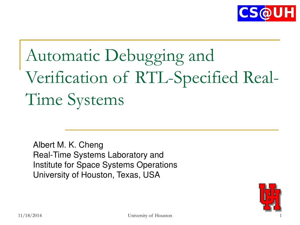 PPT - Automatic Debugging and Verification of RTL-Specified Real-Time Systems PowerPoint ...