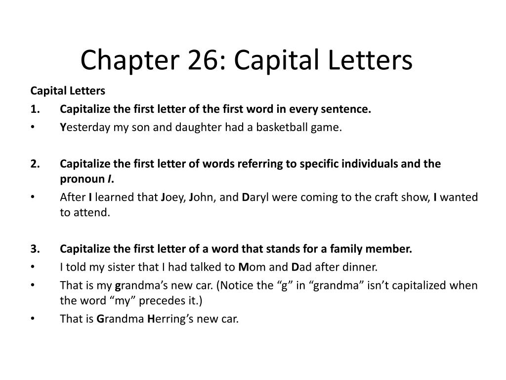 PPT - Chapter 26: Capital Letters PowerPoint Presentation, free ...