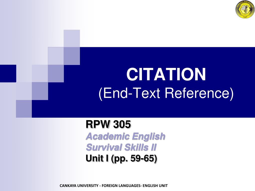 PPT - CITATION (End-Text Reference) PowerPoint Presentation, free ...