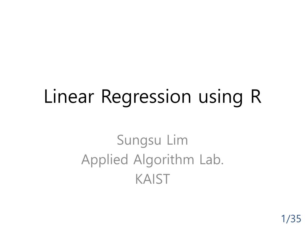 PPT - Linear Regression using R PowerPoint Presentation, free download ...