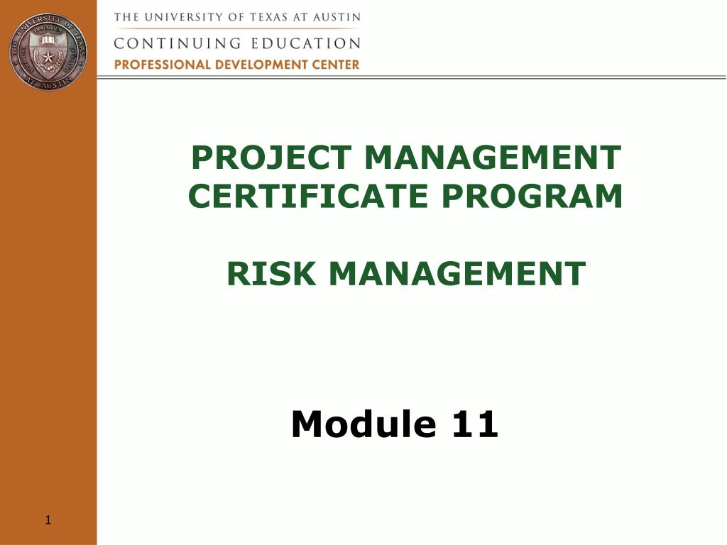 PPT - Project Management Certificate Program Risk Management PowerPoint ...