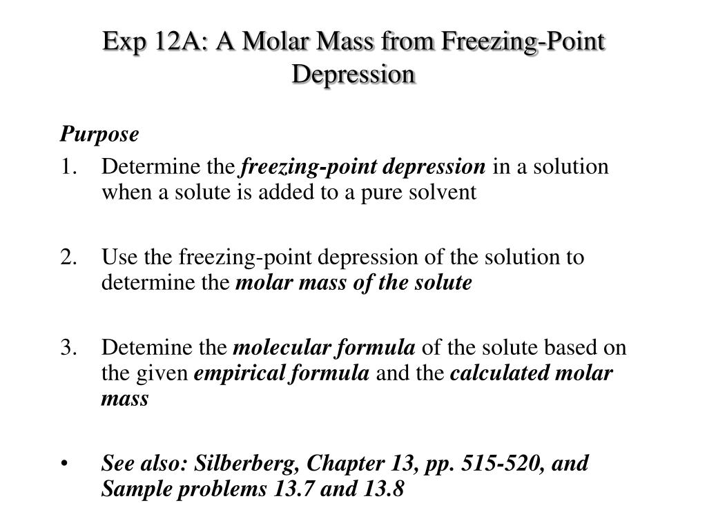 PPT - Exp 12A: A Molar Mass from Freezing-Point Depression PowerPoint ...