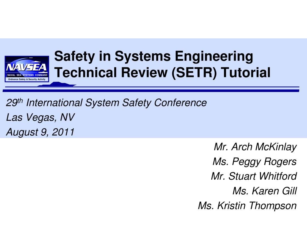 SYSTEMS ENGINEERING TECHNICAL REVIEW SETR Technical Specifications ...