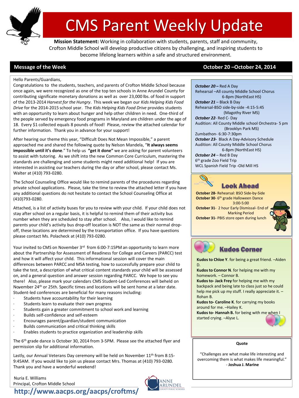 PPT - CMS Parent Weekly Update PowerPoint Presentation, free download ...