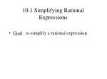 PPT - simplifying rational algebraic expressions PowerPoint ...