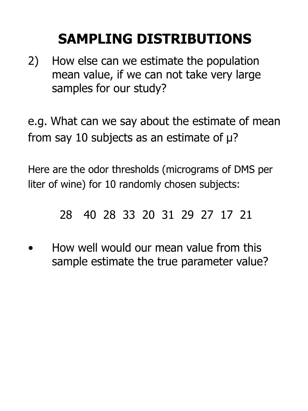 PPT - Understanding Sampling Distributions: Estimating Population Mean ...