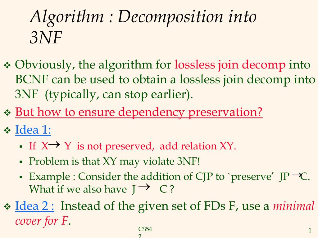 PPT - Algorithm : Decomposition into 3NF PowerPoint Presentation, free ...
