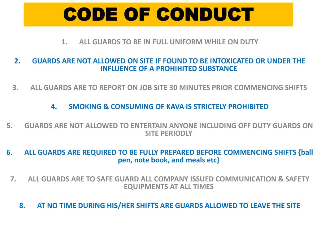PPT - CODE OF CONDUCT PowerPoint Presentation, free download - ID:6817015