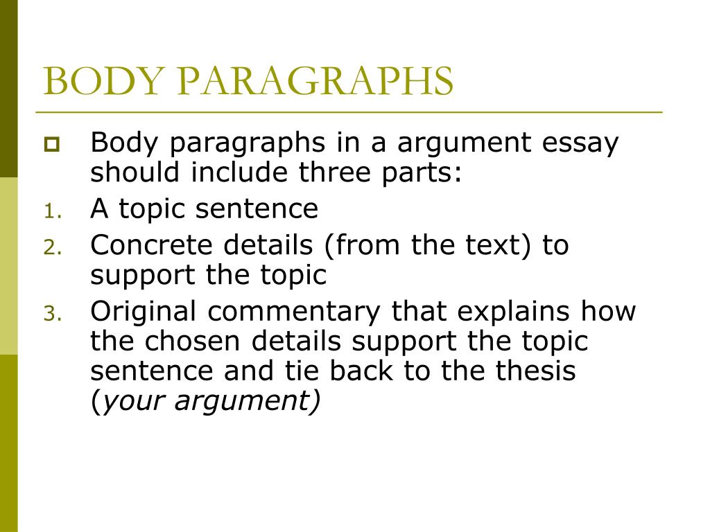 PPT - BODY PARAGRAPHS PowerPoint Presentation, free download - ID:6825030