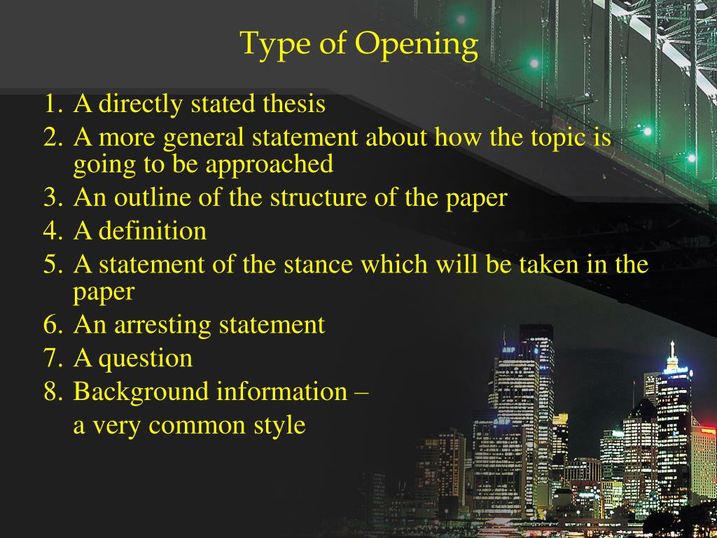 PPT - Type of Opening PowerPoint Presentation, free download - ID:6830497