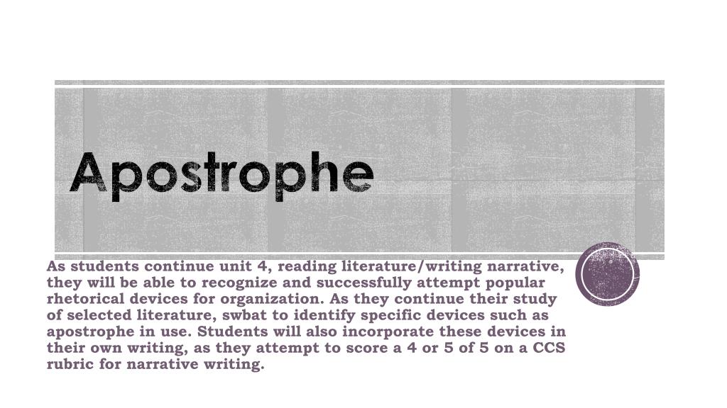 PPT - Mastering Apostrophe in Writing: Engaging Your Reader with ...