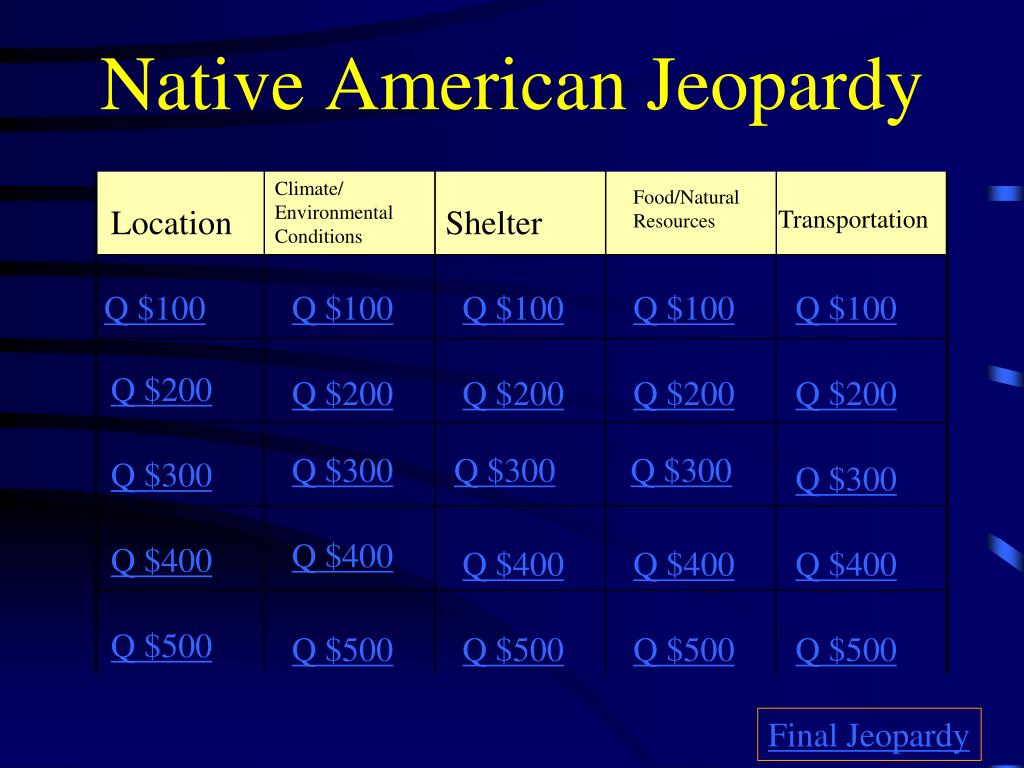 PPT - Native American Jeopardy PowerPoint Presentation, free download ...
