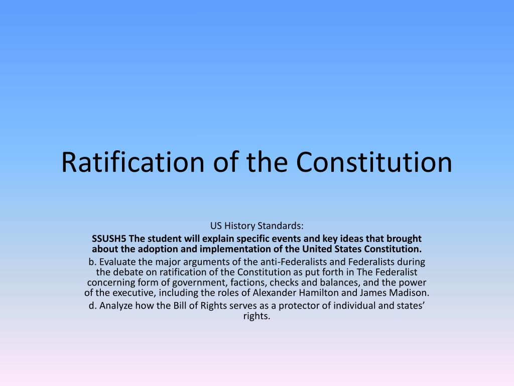 PPT - Ratification of the Constitution PowerPoint Presentation, free ...
