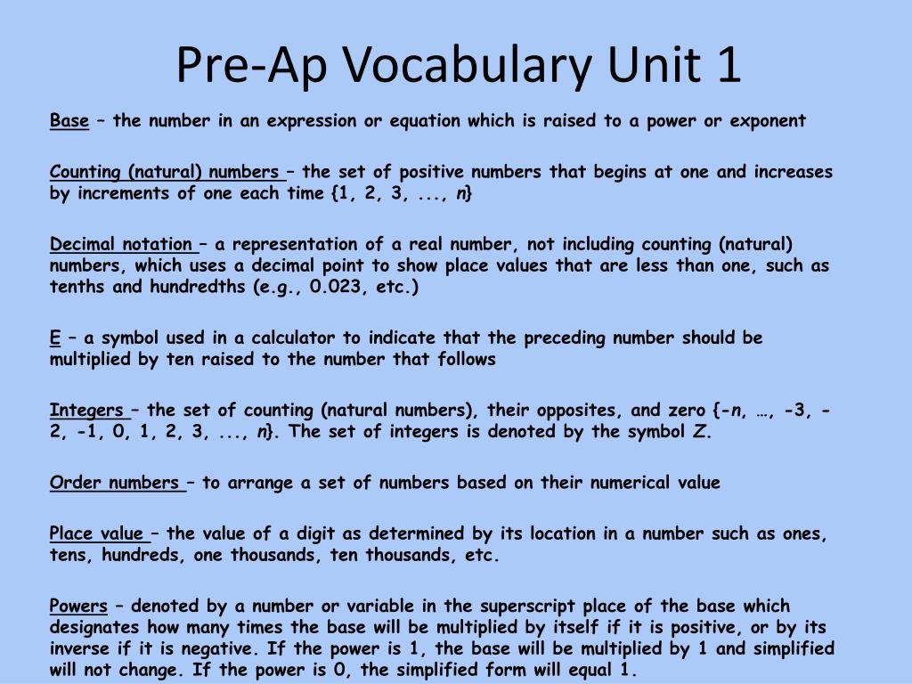 PPT - Essential Pre-Algebra Vocabulary Overview PowerPoint Presentation ...