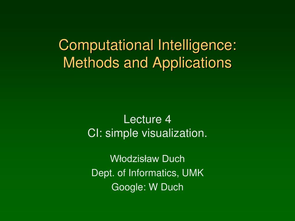Ppt Computational Intelligence Methods And Applications Lecture 4ci Powerpoint Presentation
