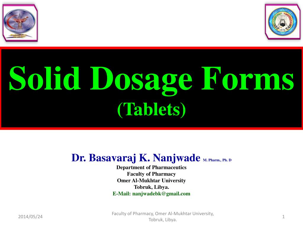 PPT - Solid Dosage Forms (Tablets) PowerPoint Presentation, free ...