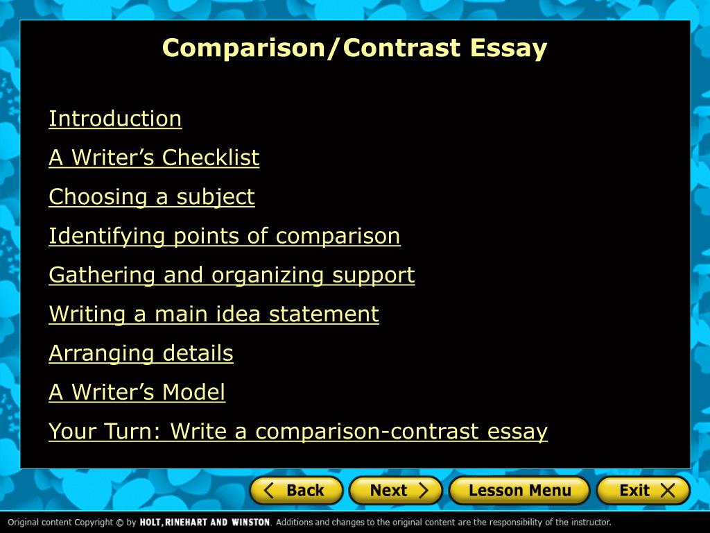 PPT - Comparison/Contrast Essay PowerPoint Presentation, free download ...