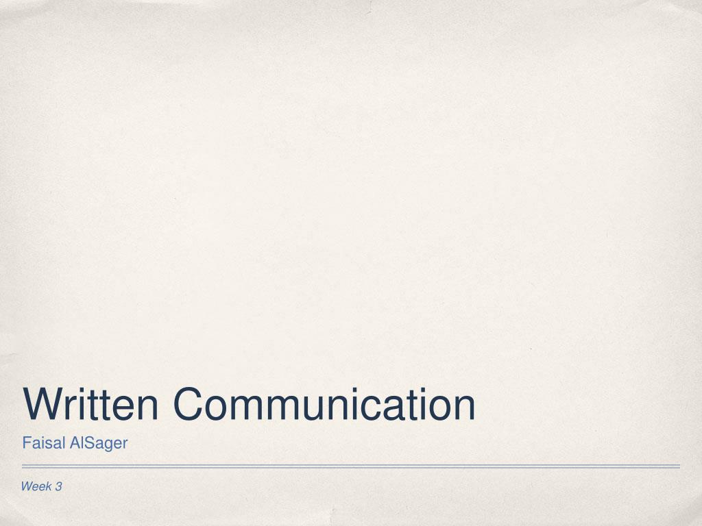 PPT - Written Communication PowerPoint Presentation, free download - ID ...