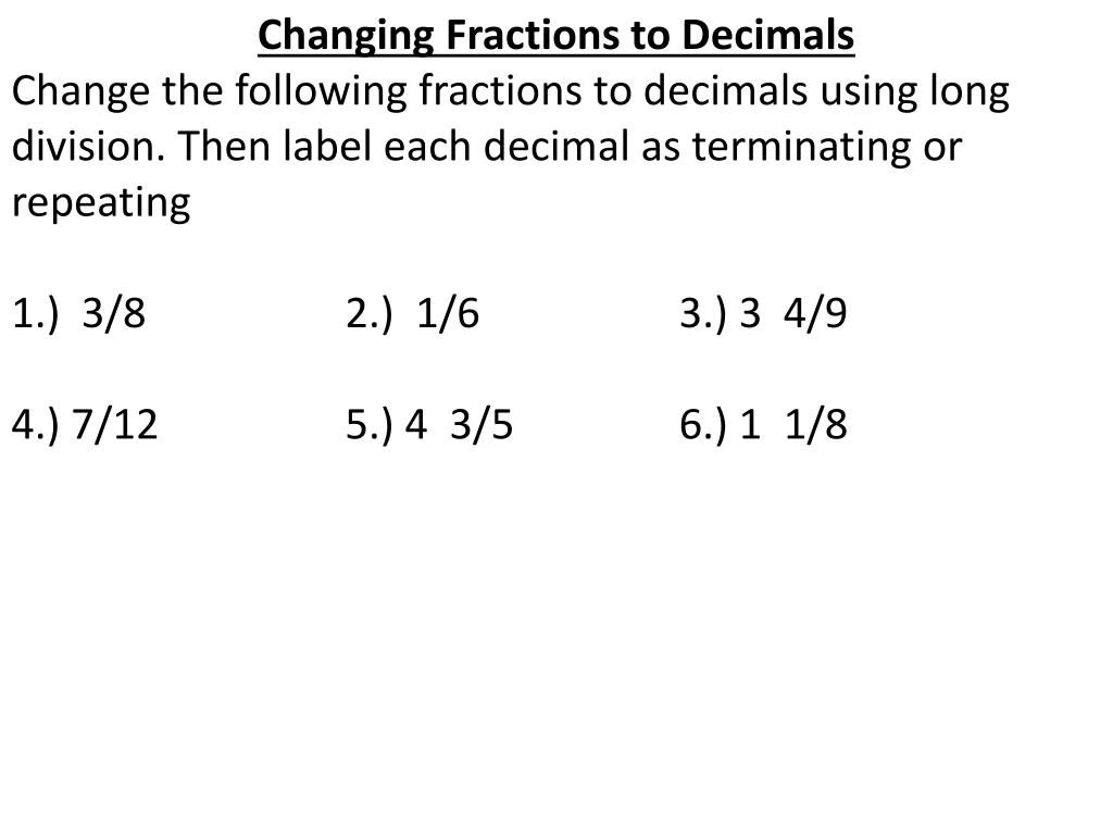 PPT - Changing Fractions to Decimals PowerPoint Presentation, free ...