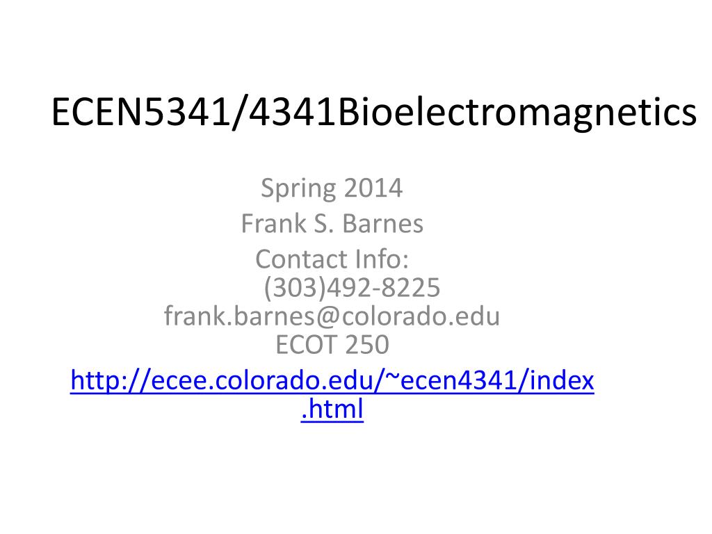 PPT - Bioelectromagnetics Exploration Course PowerPoint Presentation ...