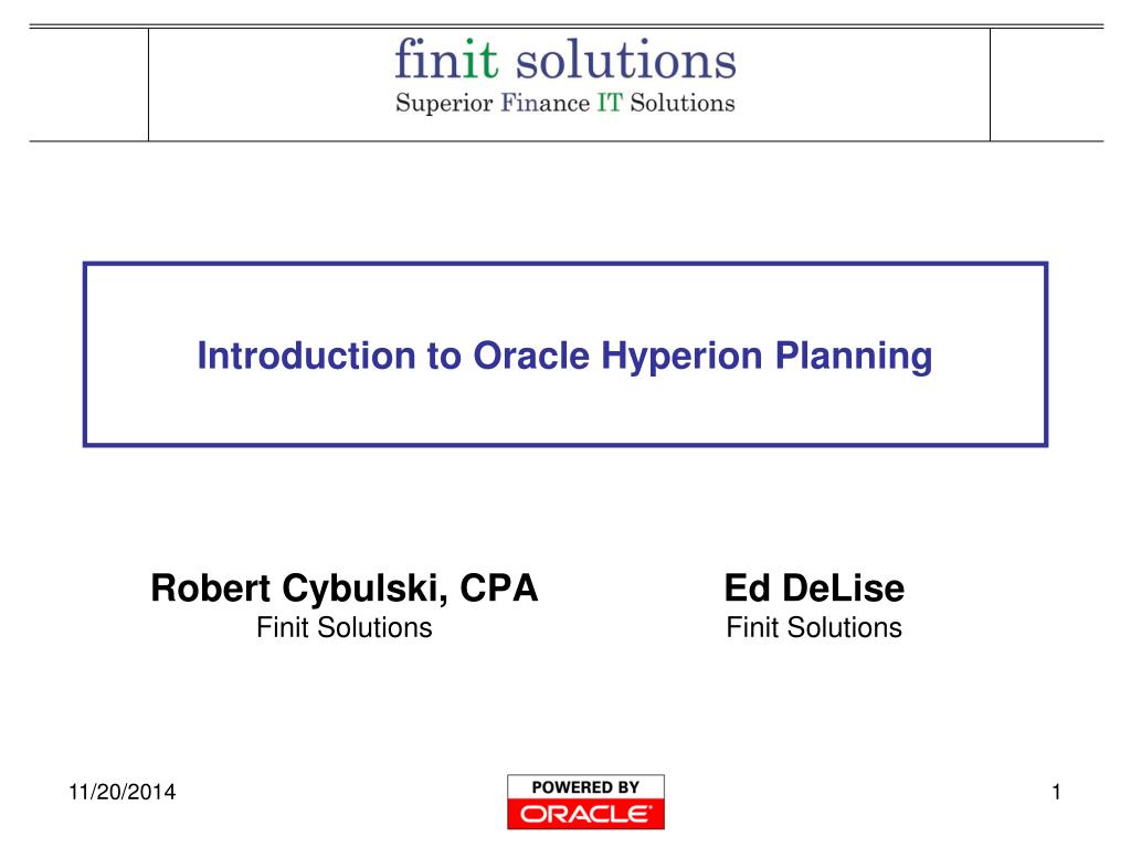 PPT - Introduction to Oracle Hyperion Planning PowerPoint Presentation ...