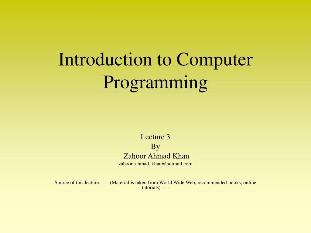 Ppt Introduction To Computer Programming Powerpoint Presentation