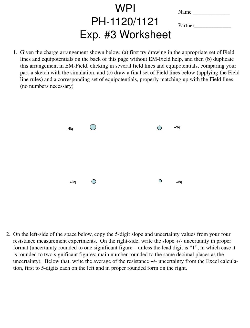 PPT - WPI PH-1120/1121 Exp. #3 Worksheet PowerPoint Presentation, free ...