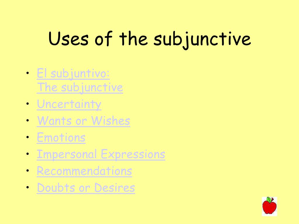 PPT - Uses of the subjunctive PowerPoint Presentation, free download ...