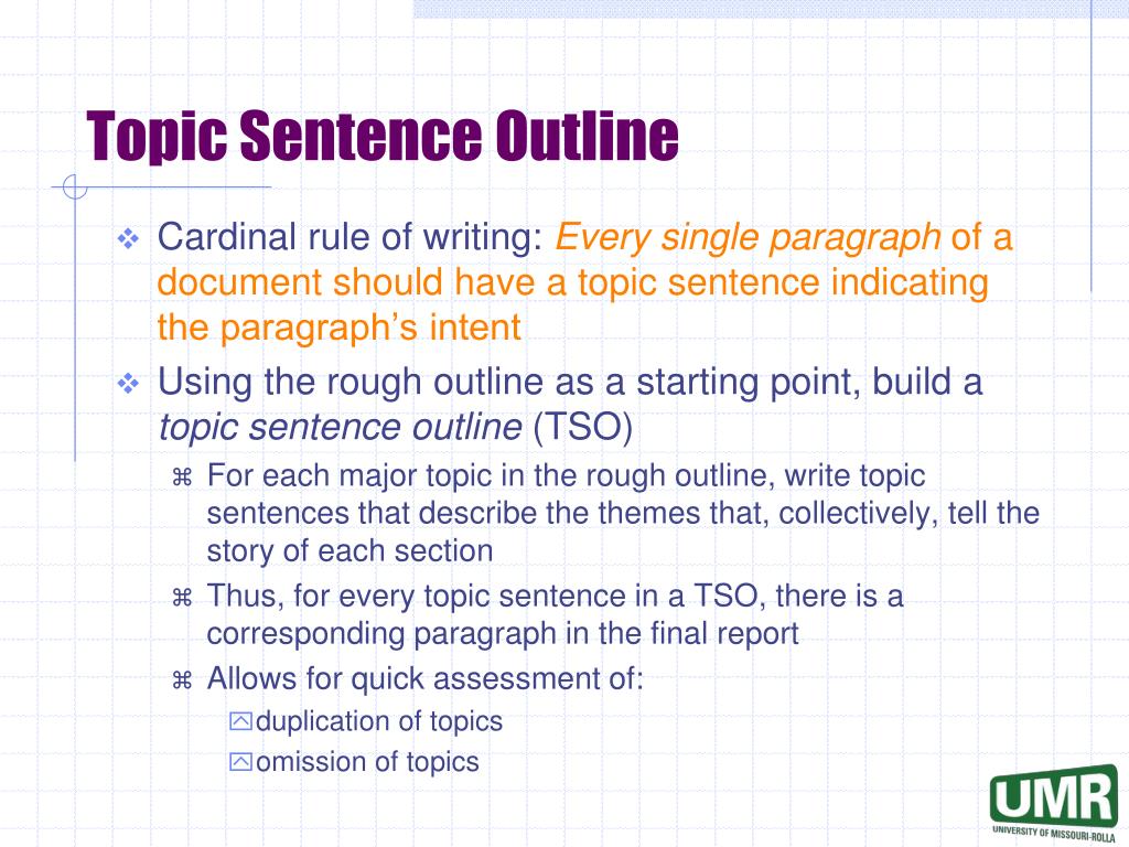 PPT - Topic Sentence Outline PowerPoint Presentation, free download ...