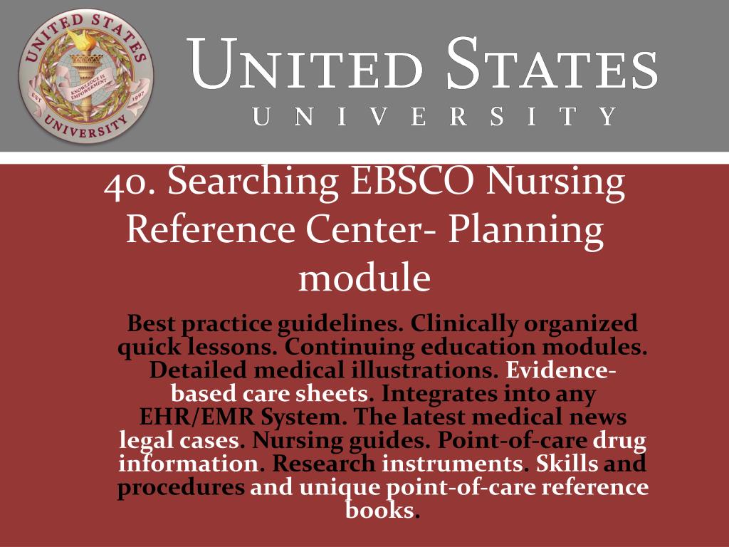 PPT - 40. Searching EBSCO Nursing Reference Center- Planning module ...