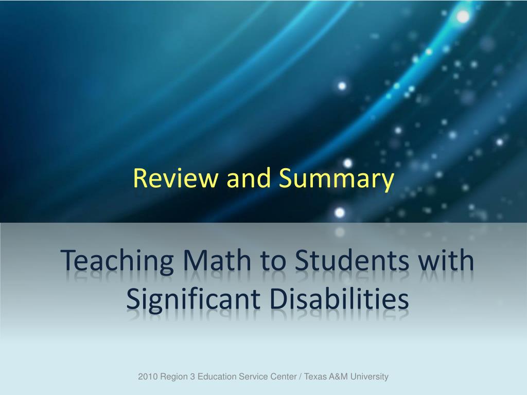 PPT - Teaching Math to Students with Significant Disabilities ...