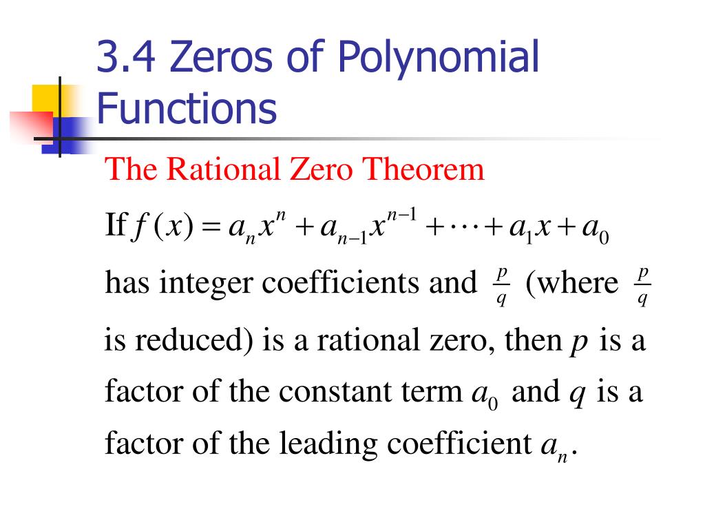 PPT - 3.4 Zeros of Polynomial Functions PowerPoint Presentation, free ...