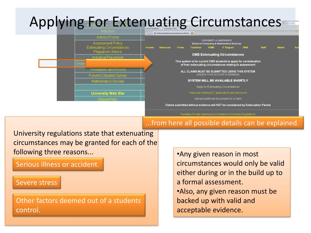 PPT - Explaining Extenuating Circumstances: University Regulations ...