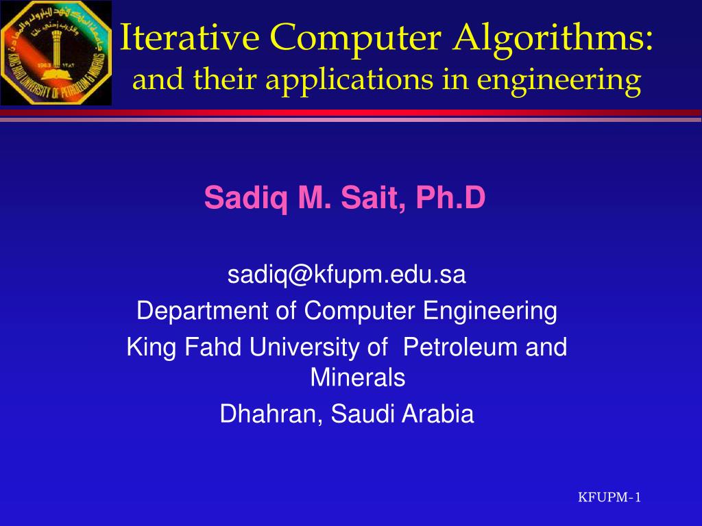 PPT - Iterative Computer Algorithms : and their applications in ...