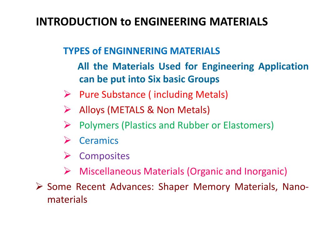 PPT - INTRODUCTION to ENGINEERING MATERIALS PowerPoint Presentation ...
