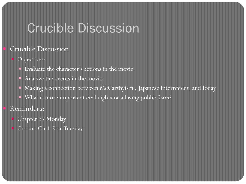 PPT - Crucible Discussion PowerPoint Presentation, free download - ID ...