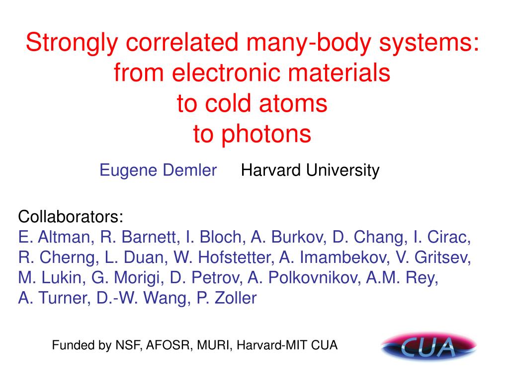 PPT - Eugene Demler Harvard University PowerPoint Presentation, free ...