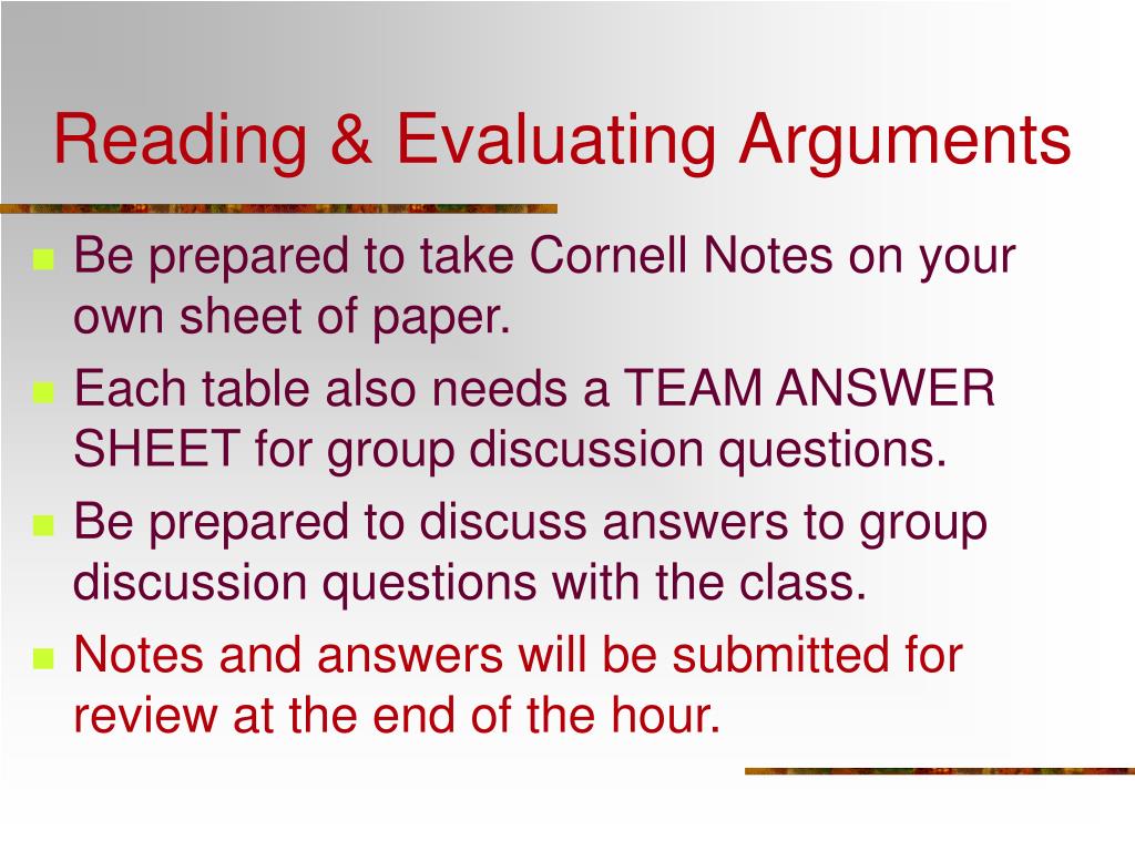 PPT - Reading & Evaluating Arguments PowerPoint Presentation, free download - ID:6911312