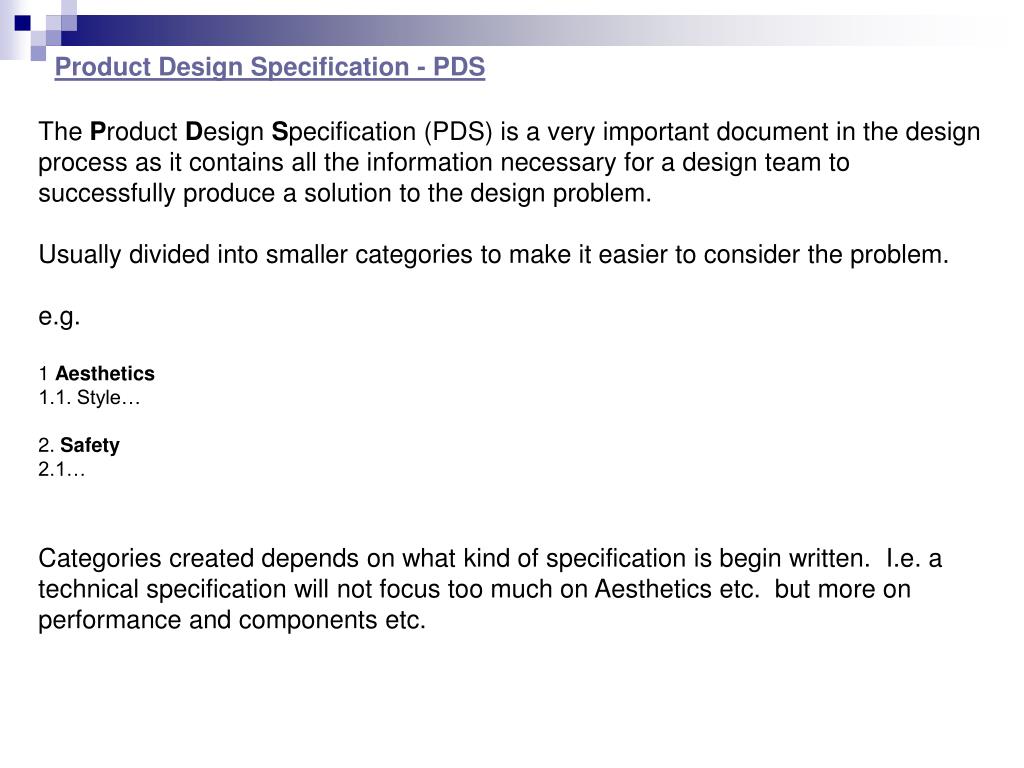 PPT - Product Design Specification - PDS PowerPoint Presentation, free ...