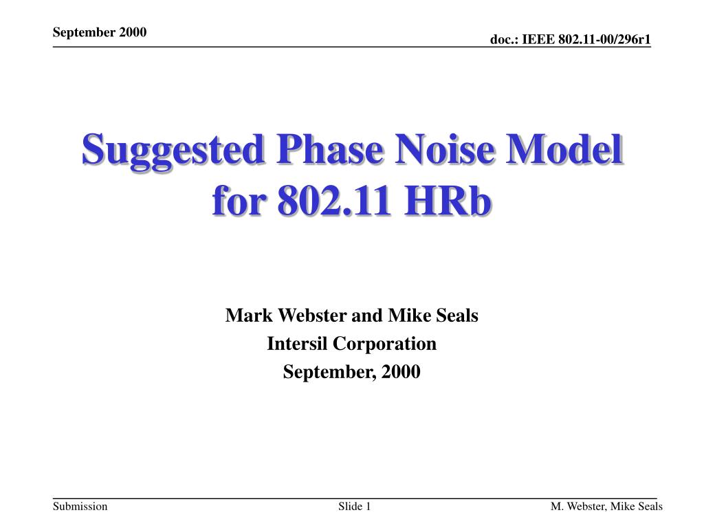 PPT - Suggested Phase Noise Model for 802.11 HRb PowerPoint ...