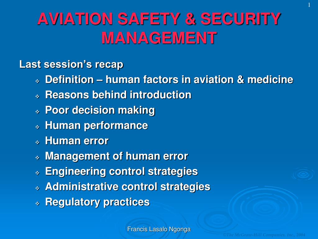 PPT - AVIATION SAFETY & SECURITY MANAGEMENT PowerPoint Presentation ...
