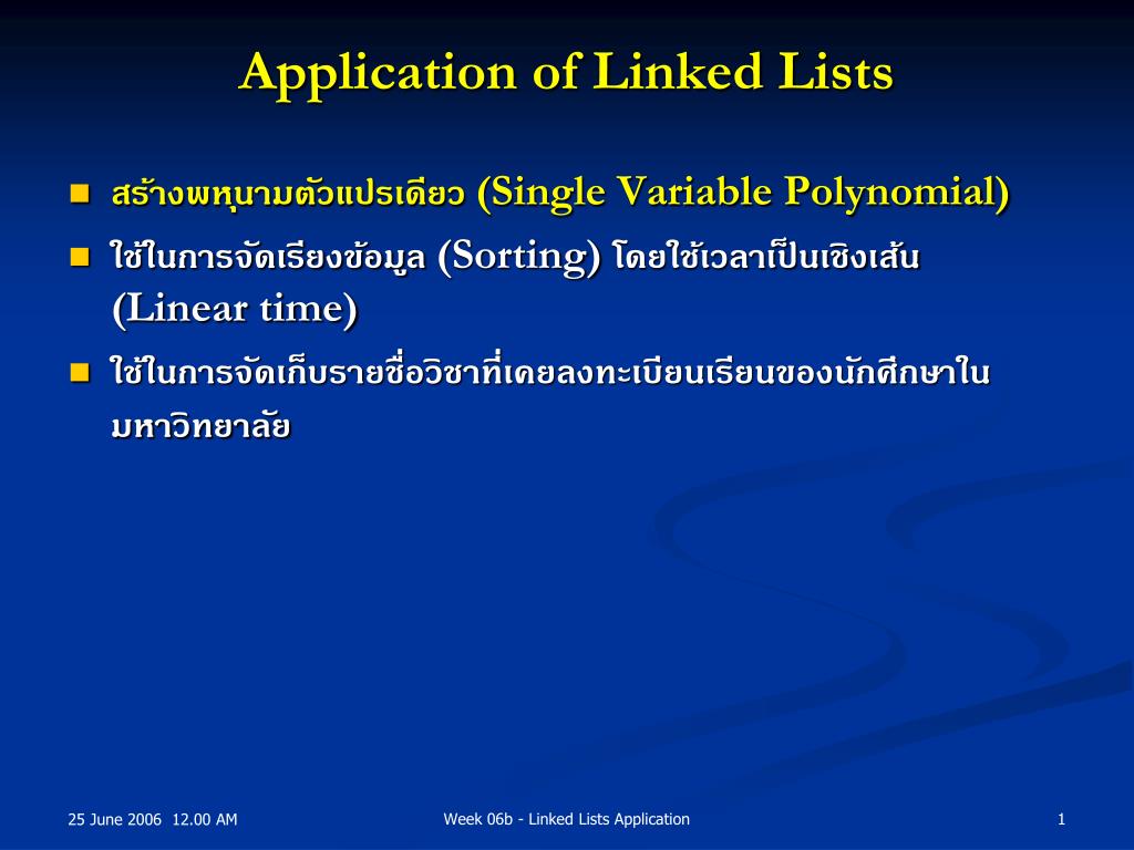 PPT - Application of Linked Lists PowerPoint Presentation, free ...