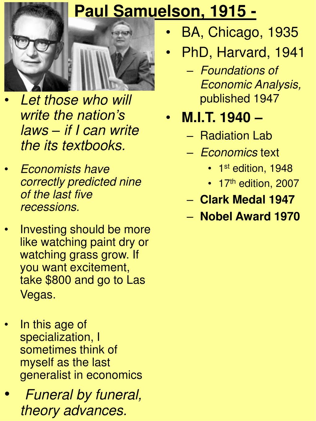 PPT - Paul Samuelson, 1915 - PowerPoint Presentation, free download ...