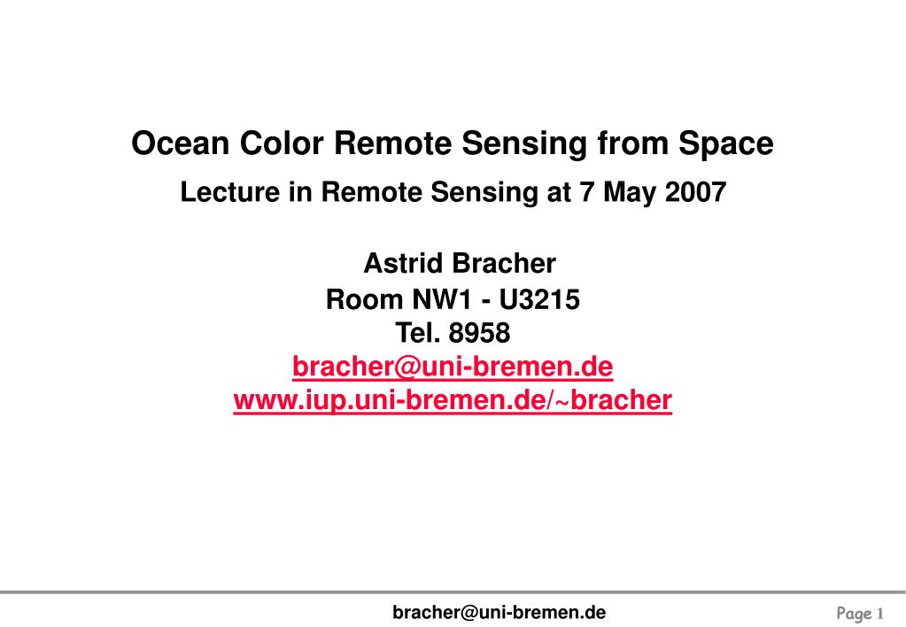 PPT - Ocean Color Remote Sensing from Space PowerPoint Presentation ...